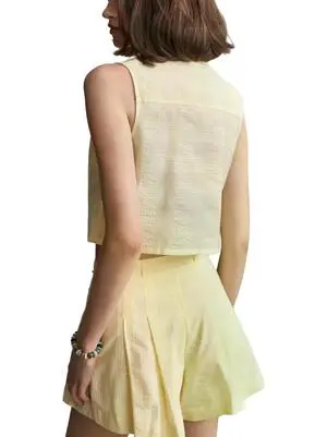 HEVRON HEVRON Katja Plaid Pattern Sleeveless Cropped Shirt