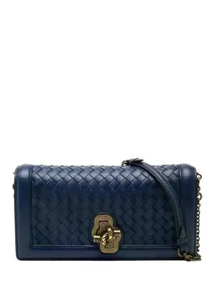 Bottega Veneta 2012-2026 Nappa Intrecciato Olimpia Knot Crossbody Bag - Blue