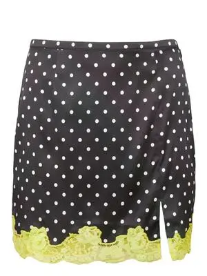 FLEUR DU MAL Juliet Polka-dot Lace-trim Mini Skirt - Black