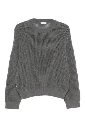 Peserico Open-knit Sequin Embellished Sweater - Grey