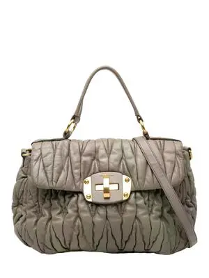 Miu Miu 2010-2026 Matelasse Nappa Satchel - Brown