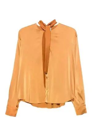 FORTE_FORTE Pussy-bow Collar Shirt - Orange