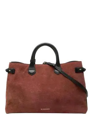 Burberry Large Suede And Calfskin Banner Satchel - Red