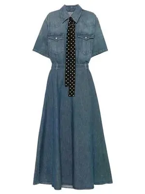 Valentino Garavani Polka Dot Denim Dress - Blue