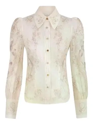 Zimmermann Floral-print Puff Sleeve Shirt - Neutrals