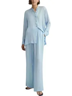 Bondi Born Ardea Hammered-satin Shirt - Blue