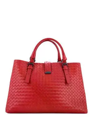Bottega Veneta Roma Bag Intrecciato Nappa Medium Tote Bag - Red