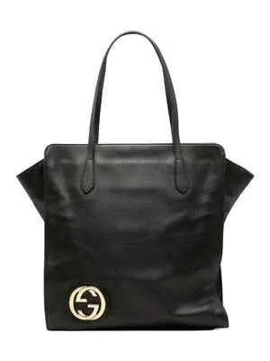 Gucci Calfskin Interlocking G Tote Bag - Black