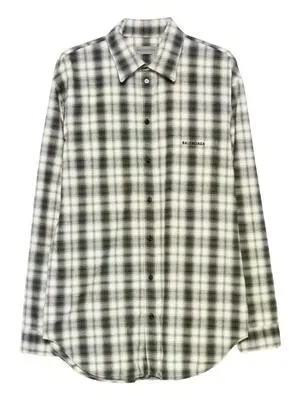 Balenciaga Check-pattern Logo-embroidered Shirt - Neutrals