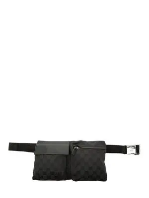 Gucci Gg Canvas Double Pocket Belt Bag - Black