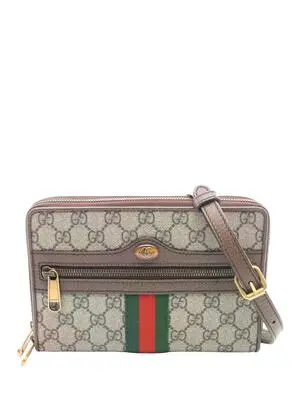 Gucci Ophidia Gg Supreme Web Wallet On Chain Crossbody Bag - Neutrals