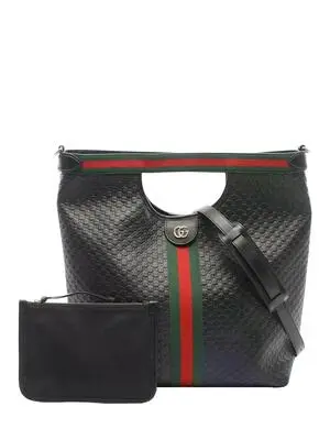 Gucci Microssima Web Giglio Satchel - Black