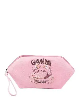 GANNI Embroidered Crab Pouch - Pink