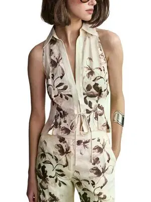 HEVRON Sloan Floral-print Vest - Neutrals