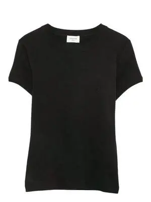 Saint Laurent Cassandre Embroidered T-shirt - Black