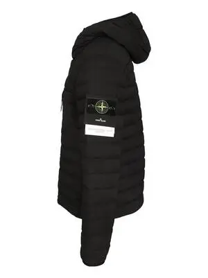 Stone Island Quilted Hooded Coat - Black