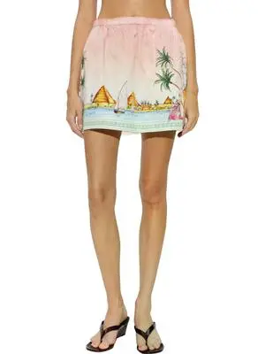 Casablanca Ethereal Graphic-print Mini Skirt - Pink