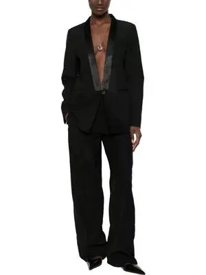 FORTE_FORTE Satin-trim Tailored Trousers - Black