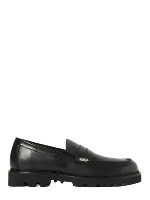 COLLEGIUM Cleated Sole Leather Loafers - Black