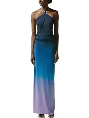 BAOBAB Blake Resin-embellished Ruched Maxi Dress - Blue