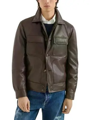 Brunello Cucinelli Brunello Cucinelli Nappa Leather Thermore® Padded Jacket Brown