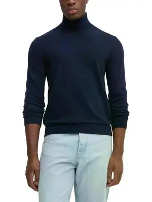 BENETTON Fine Knit Roll Neck Sweater - Blue