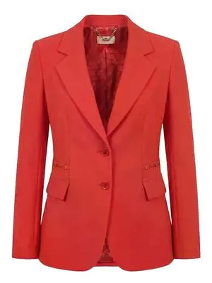 Elisabetta Franchi Single-breasted Notched Lapel Blazer - Red