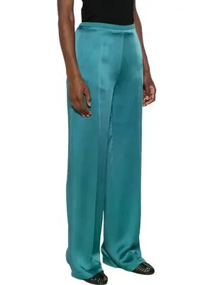 FORTE_FORTE Jade Satin Finish Elasticated Waistband Trousers - Blue