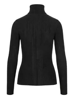 Elisabetta Franchi Ribbed-knit Logo Turtleneck Sweater - Black