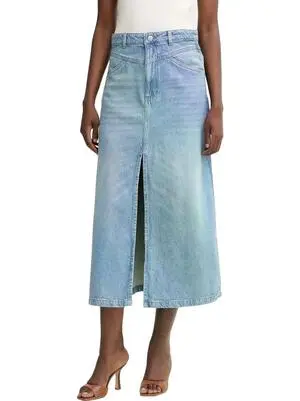 SILVIAN HEACH Silvian Heach Front Slit Denim Midi Skirt