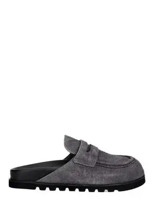 NAKED WOLFE Cord Suede Penny-slot Mules - Grey