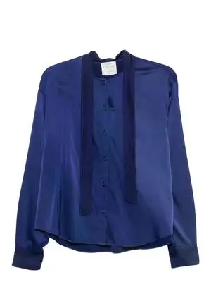 FORTE_FORTE Satin Button-up Shirt - Blue