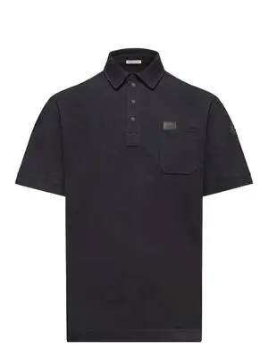 Moncler Logo-patch Chest-pocket Polo Shirt - Blue