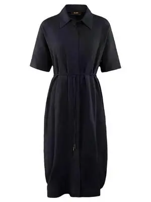 MOORER Linai-glx Belted Midi Dress - Blue