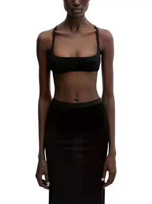 Rick Owens Scoop Neck Racerback Cropped Top - Black