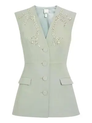 Huishan Zhang Crystal Embellished Gilet - Green