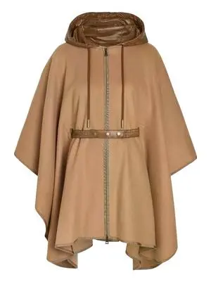 Moncler Belted Hooded Cape - Neutrals
