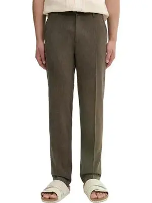 LES DEUX Logo-embroidered Pressed-crease Trousers - Brown