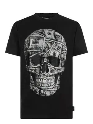 Philipp Plein Jersey Round-neck T-shirt Skull Dollar Stones - Black