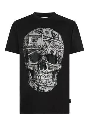 Philipp Plein Jersey Round-neck T-shirt Ss Skull Dollar Stones - Black