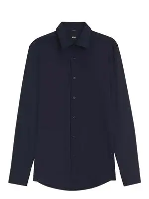 BOSS Slim-fit Stretch-jersey Shirt - Blue