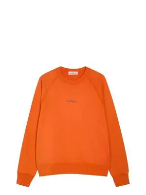 Stone Island Logo Print Raglan Sleeve Sweatshirt - Orange