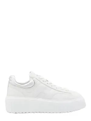 Hogan H-stripes Platform Leather Sneakers - White