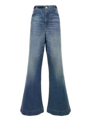 7 For All Mankind Faded Effect Wide-leg Jeans - Blue