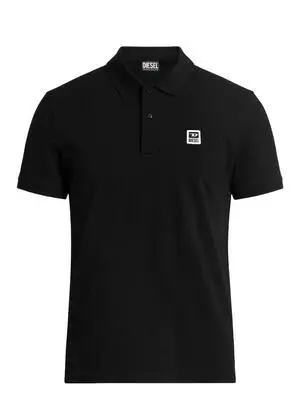DIESEL® Logo-patch Hopsack Polo Shirt - Black