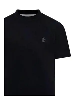 Brunello Cucinelli Logo-embroidered T-shirt - Blue