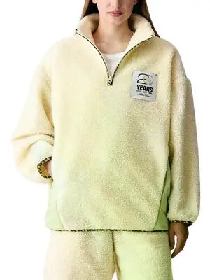 American Vintage Logo Patch Fleece High Neck Quarter-zip Sweater - Yellow