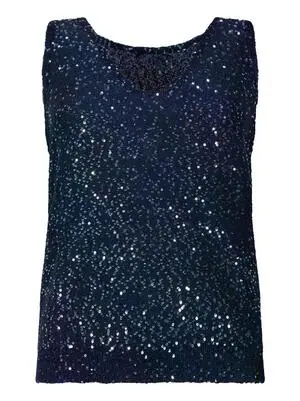 Max Mara Sequin Embellished Sleeveless Sweater - Blue