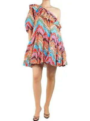 Rhode One-shoulder Ruffled Mini Dress - Orange