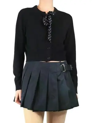 Altuzarra Polka Dot Neck-tie Cropped Cardigan - Black
